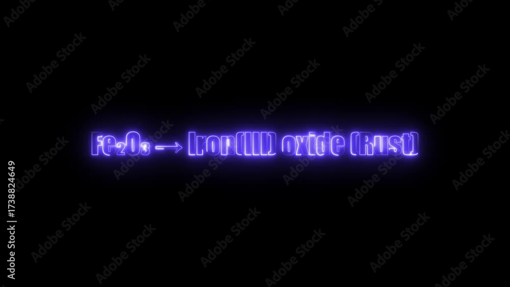 Fe2 O3 Chemical Formula to Iron I Oxide Rust Neon Glow Text Fe2O3 iron ...