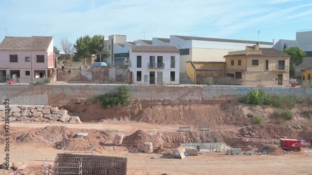 Engineering work rechanneling the Barranco del Poyo riverbed to prevent ...