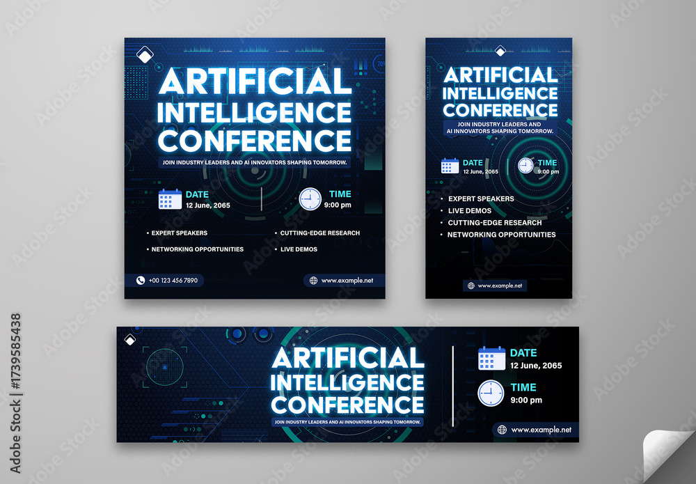 Editable AI Conference Social Media Pack – Futuristic Event Promo ...