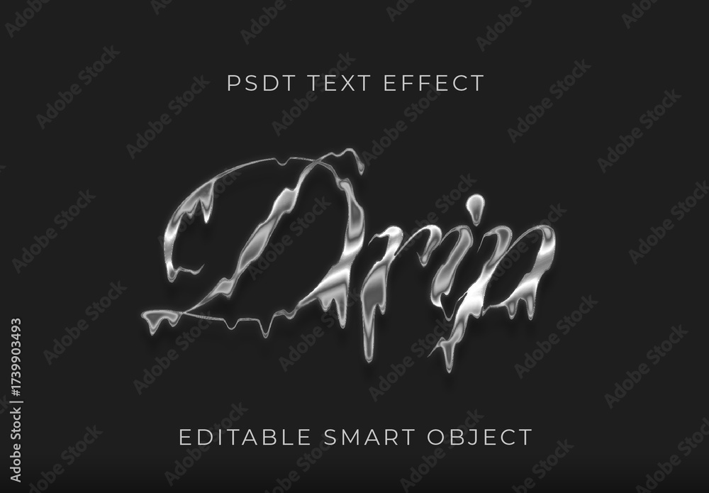 Gray Metallic Liquid Text Effect Stylish Dripping Font Stock Template ...