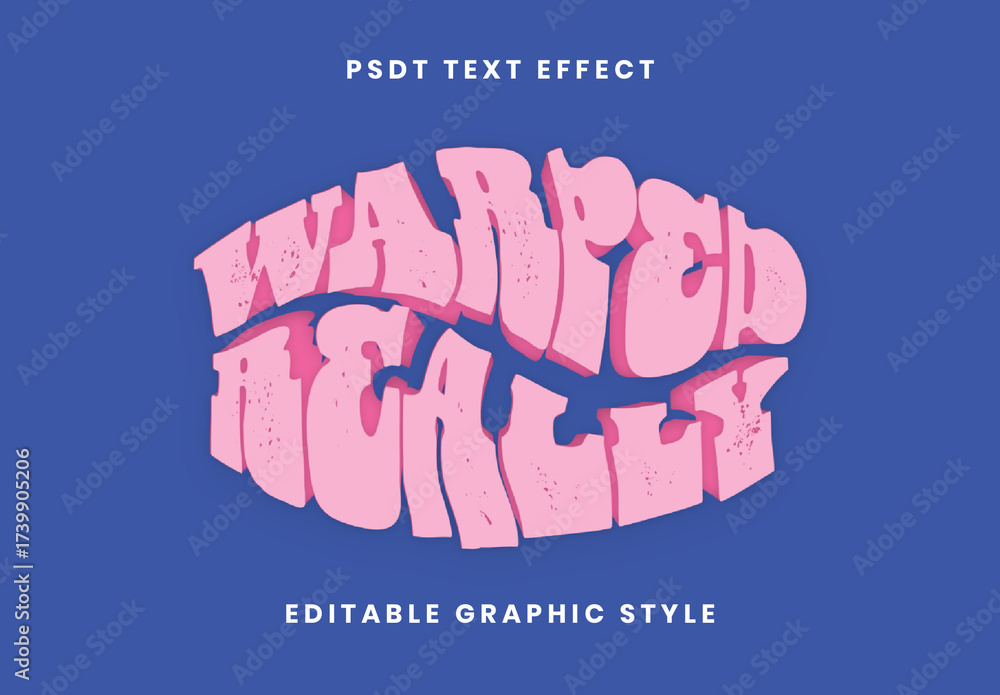 Pink Warped 3d Text Effect Groovy Wavy Font Stock Template | Adobe Stock