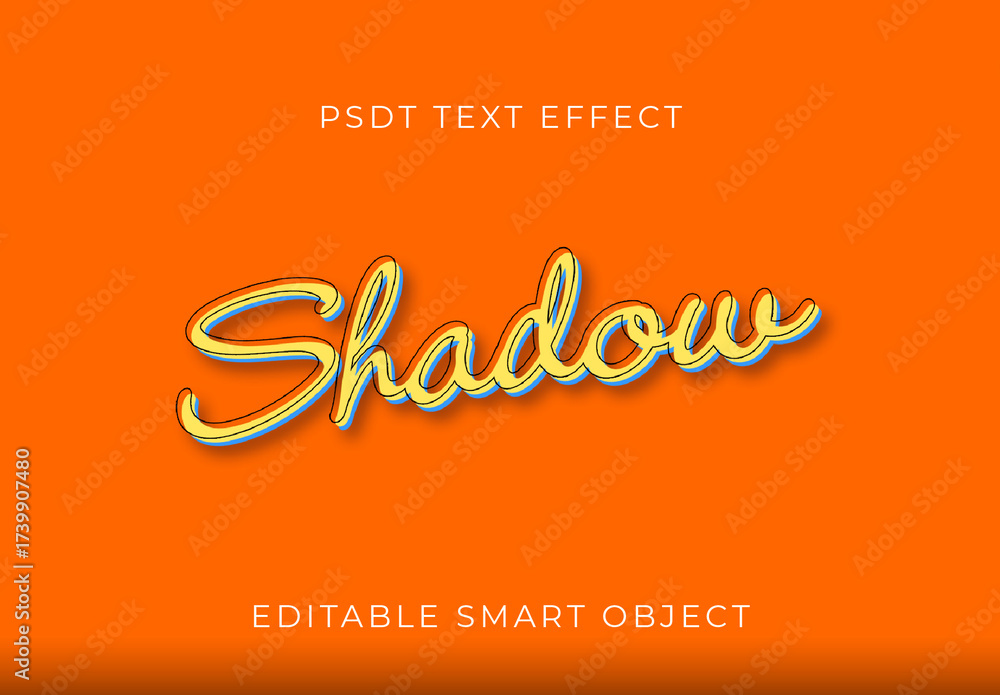 Yellow And Blue 3D Layered Text Effect Script Retro Layer Font Stock ...