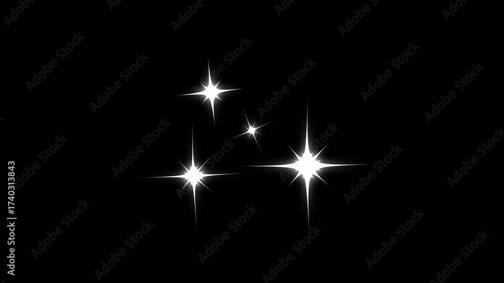 Elegant sparkle twinkle star animation pack, seamless 4K loop ...