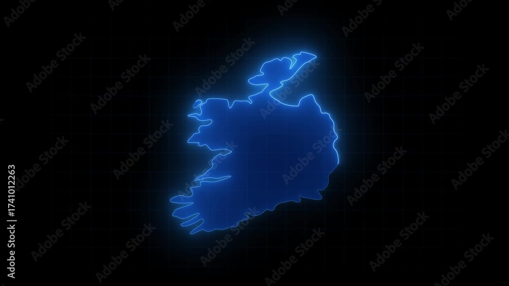 Ireland map animation, Glowing neon Ireland map animation background ...