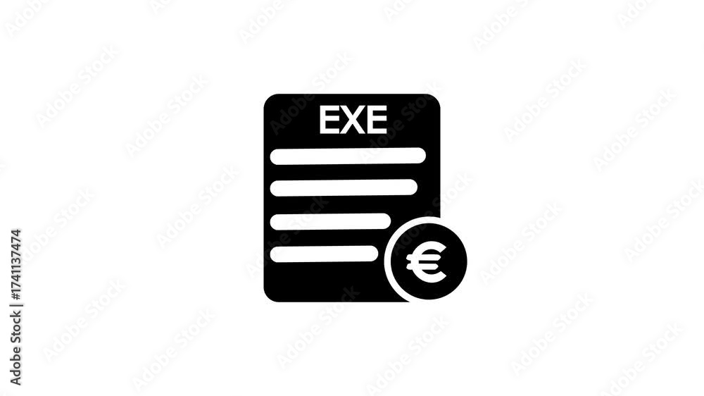 outline icon of an EXE file on a white background executable file ...