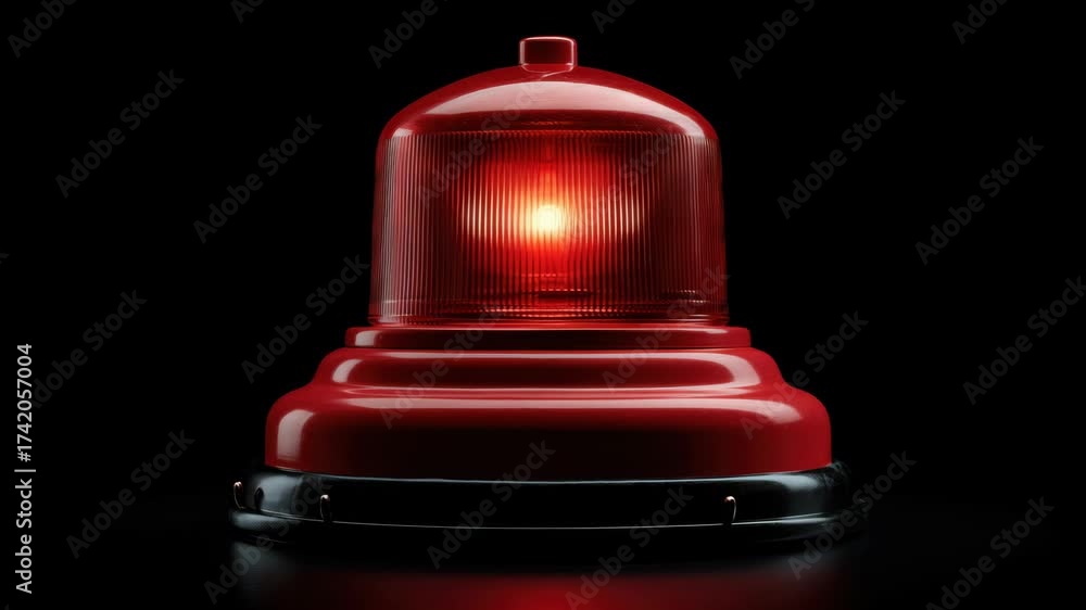 Close Up of a Red Emergency Flasher Light Against Black Background with ...