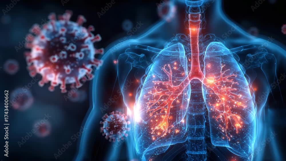 Vidéo Stock Lung virus infection respiratory disease inflammation ...