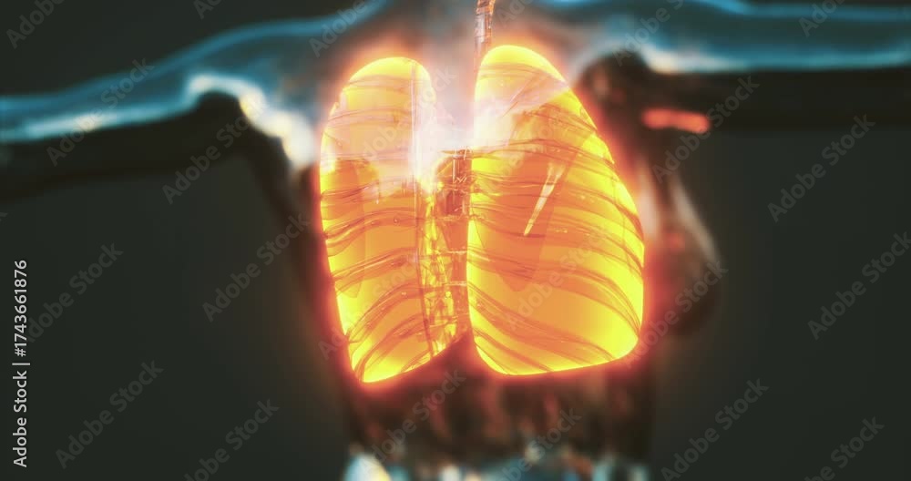 A detailed view of human lung anatomy highlights lung structure, color ...