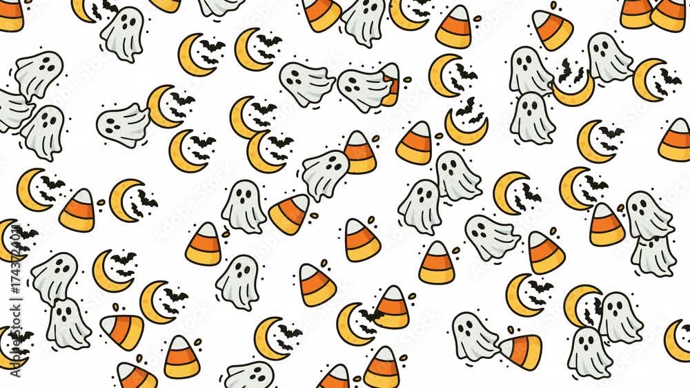 Halloween pattern of repeating horror icons woven in spectral rhythm ...