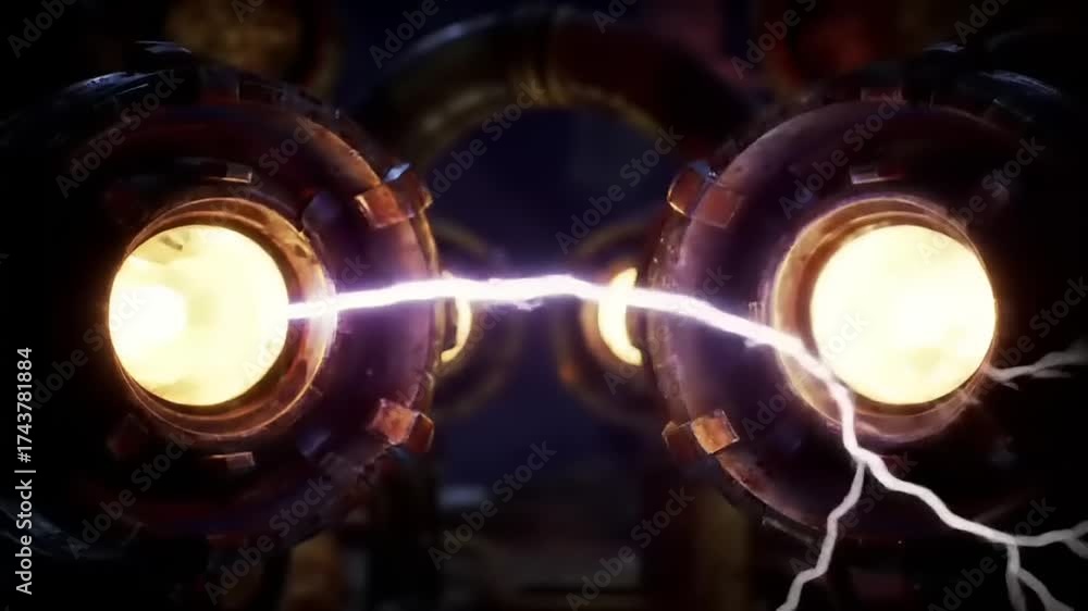 Vidéo Stock Futuristic steampunk-inspired energy generator creating a ...