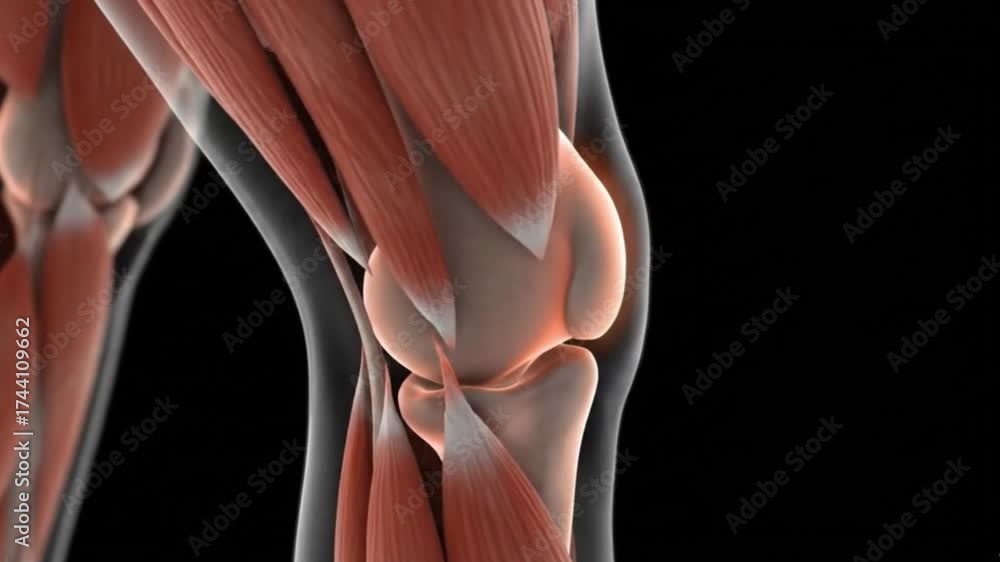 Anatomical View of Human Leg Muscles Knee Joint Detailed 3D Animation ...