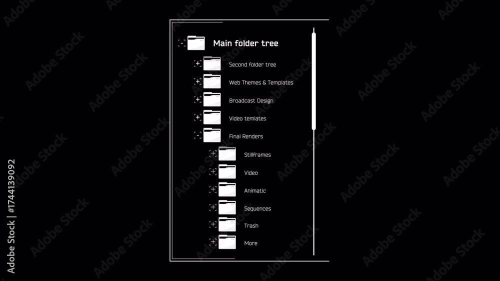 Dynamic Digital Folder Tree UI Animation: Interactive File Management ...