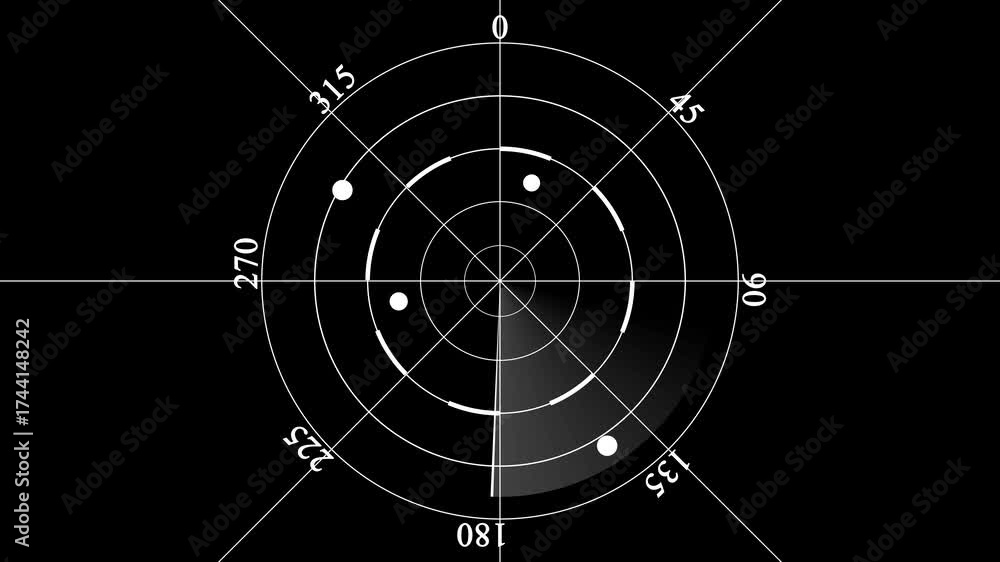 Distortion effect, Radar system scanning surroundings for ships ...