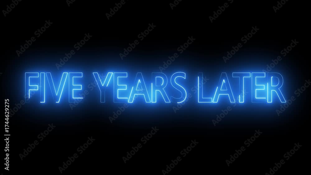 Video „Five Years Later neon text animation. Cinematic Scene Transition ...