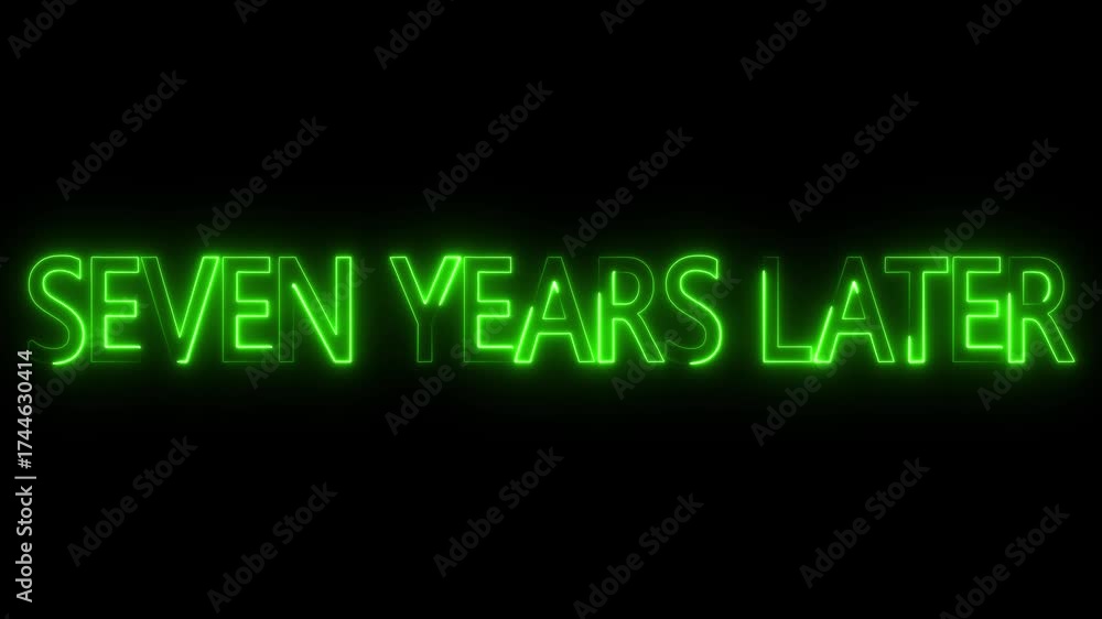 Seven Years Later neon text animation. Cinematic Scene Transition ...