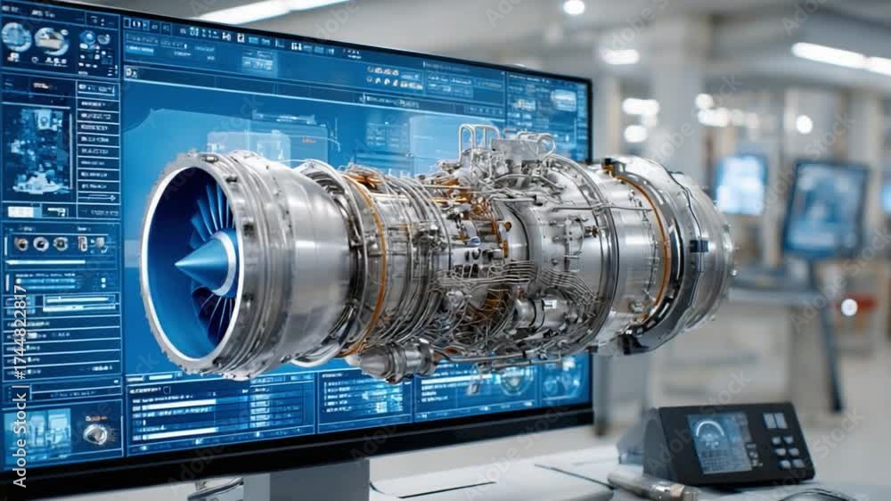 Jet Engine Design Interface: An intricate 3D jet engine model dominates ...