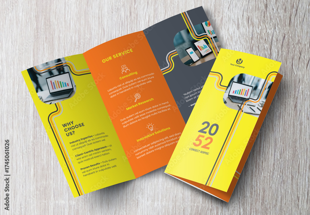 Corporate brochure design template – Professional modern tri-fold ...