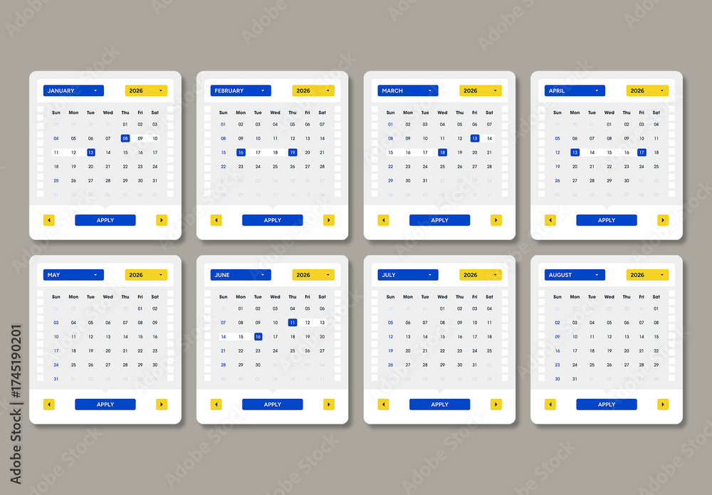 2026 Digital Web Calendar UI Template for Modern Scheduling Interfaces ...