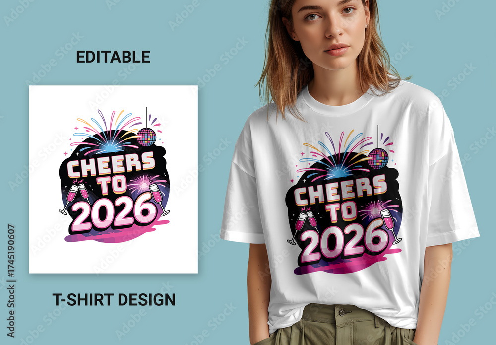 Cheers 2026 Tshirt Design Layout Stock Template | Adobe Stock