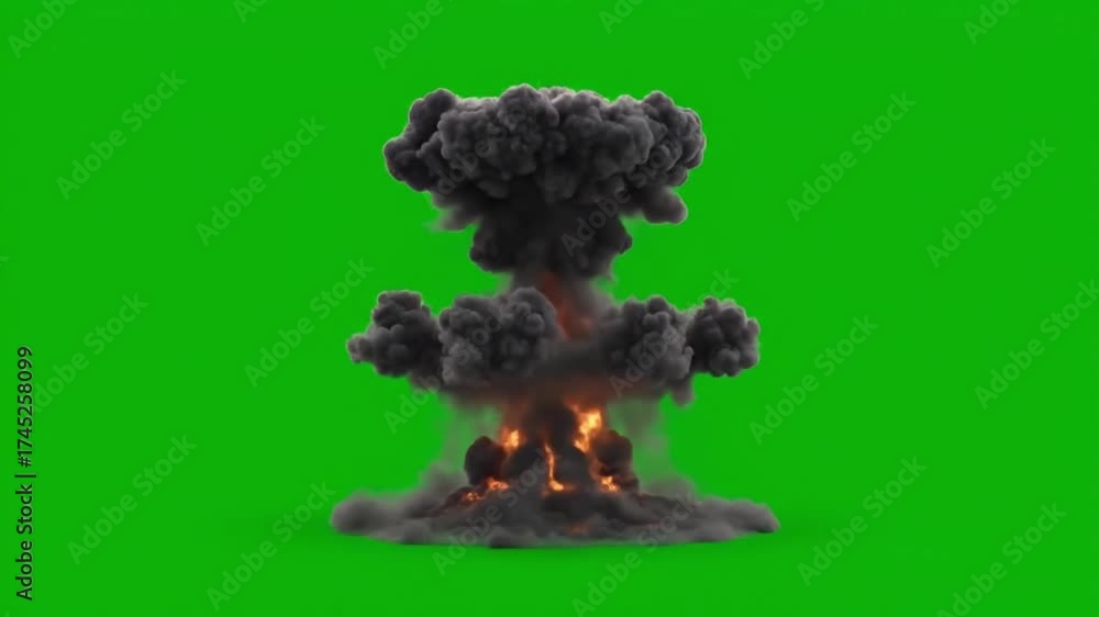 Nuclear atomic bomb explosion VFX with smoke, fire and mushroom cloud ...