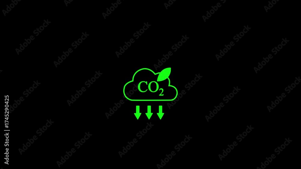 co2 emission minimalist stroke animation. Technology carbon dioxide ...