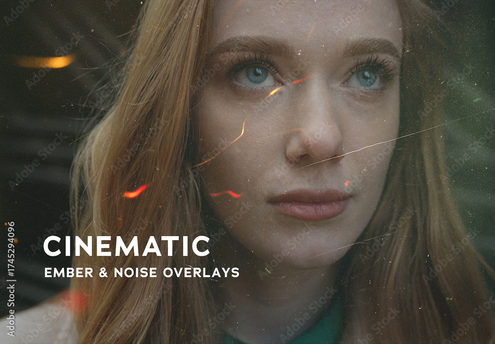 Cinematic Ember Overlays with Noise Stock Template | Adobe Stock