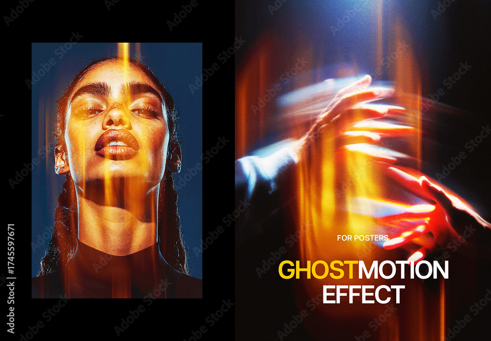 Ghost Motion Poster Photo Effect Mockup Stock Template | Adobe Stock