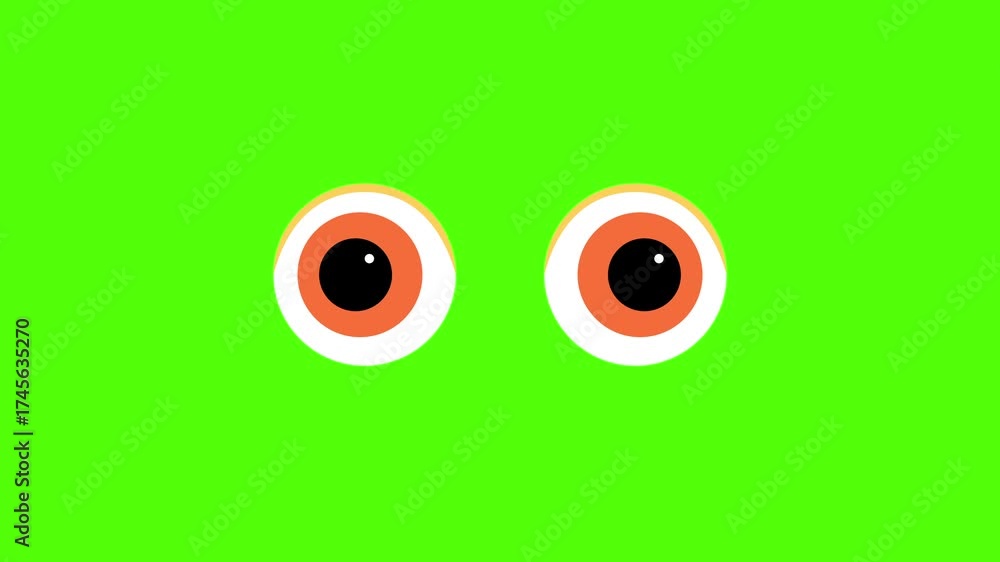 Cartoon Eyes Animation on Green Screen Funny Eyeballs Graphic Animated ...
