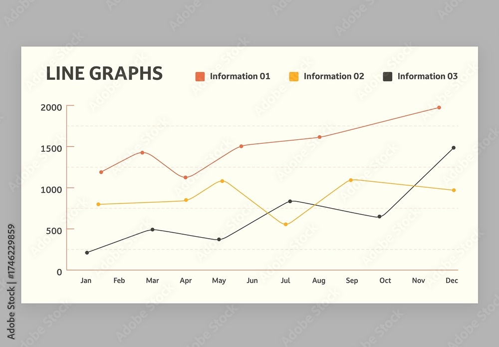 Line Graph Chart Infographic Vector with Cute Education Style for ...