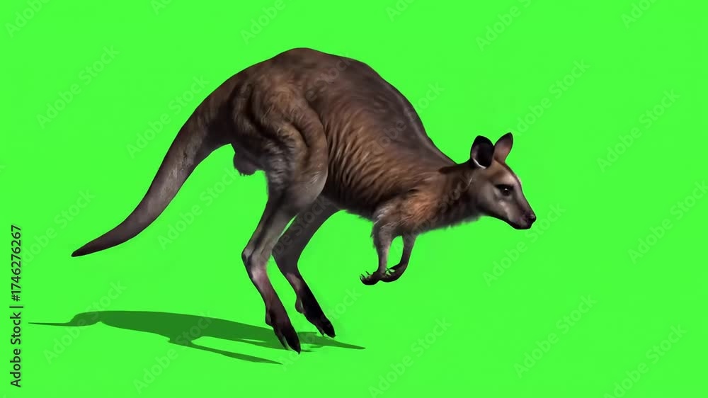 Realistic Kangaroo Jumping Animation on a Green Screen Background ...