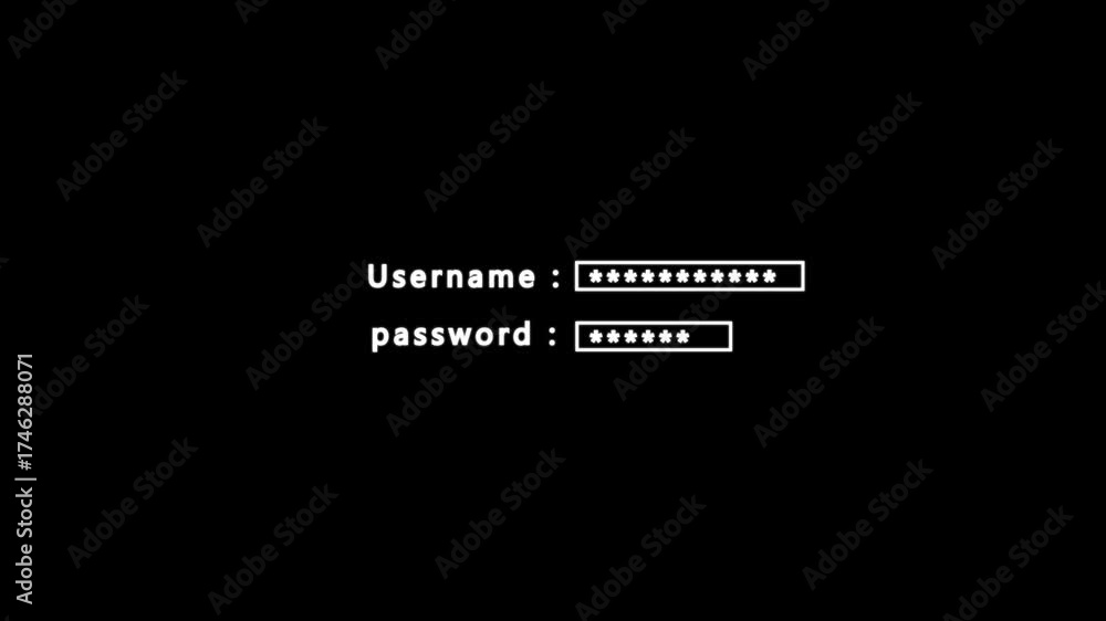 Animated of User-name and password fields. Glowing user-name and ...