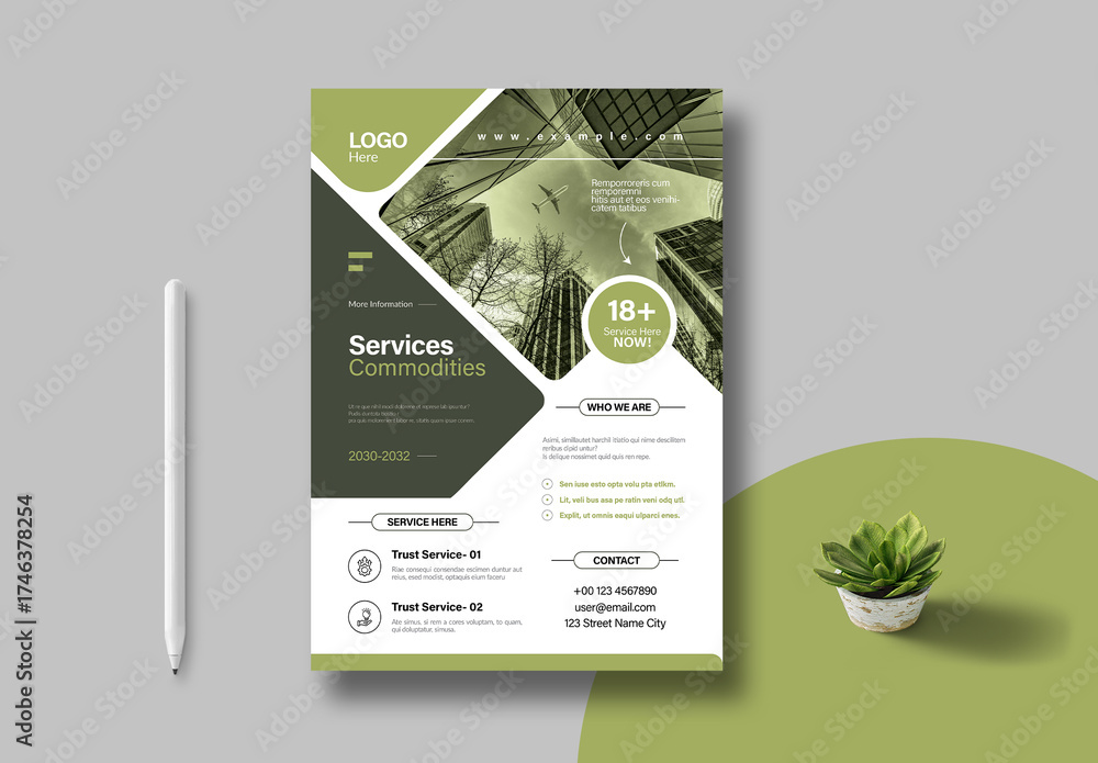 Services Commodities Flyer Template Layout Stock Template | Adobe Stock