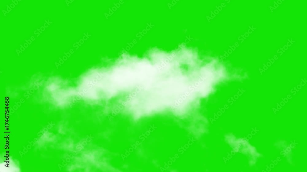 flying white Clouds animation moving on green screen chroma key with 4K ...