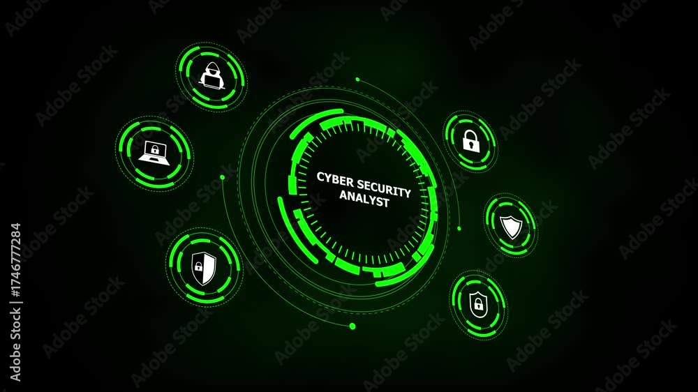 Cybersecurity concept featuring a digital data lock and shield ...