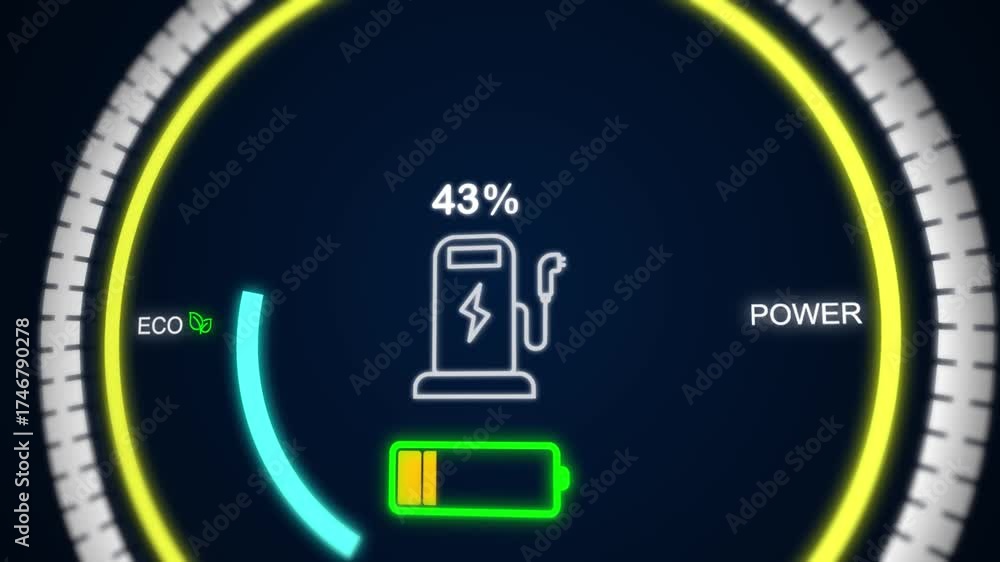 EV charging gauge front view dashboard display technology fast and ...