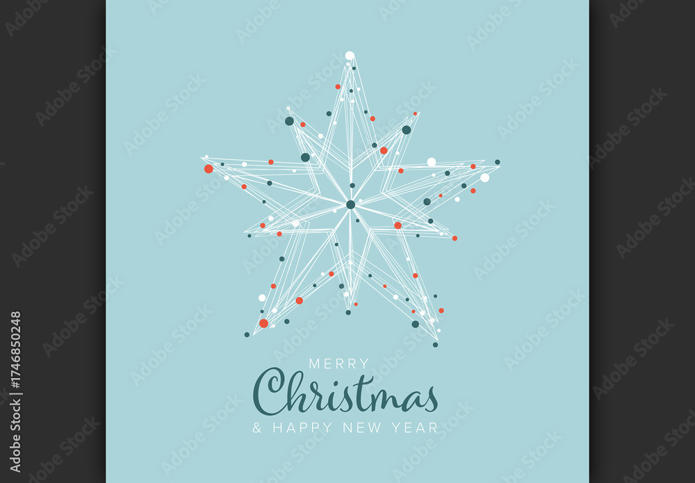 Merry Christmas & Happy New Year with a modern connected star design ...