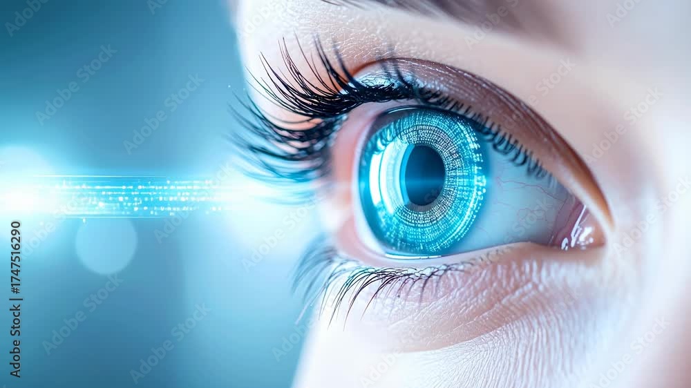 Futuristic human eye technology with digital interface symbolizes ...