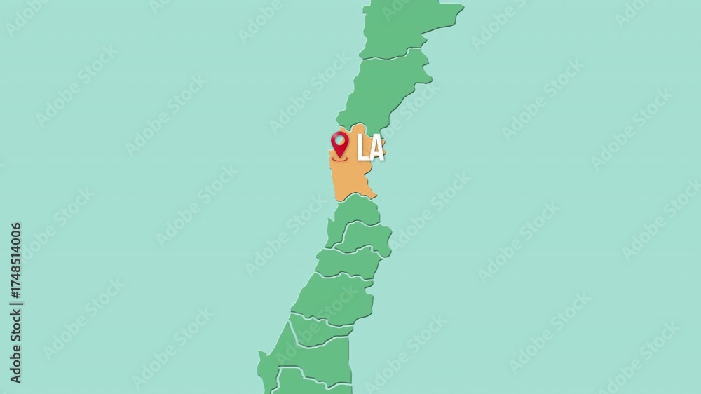 Mapa de Chile con división política resaltando la región Coquimbo y su ...
