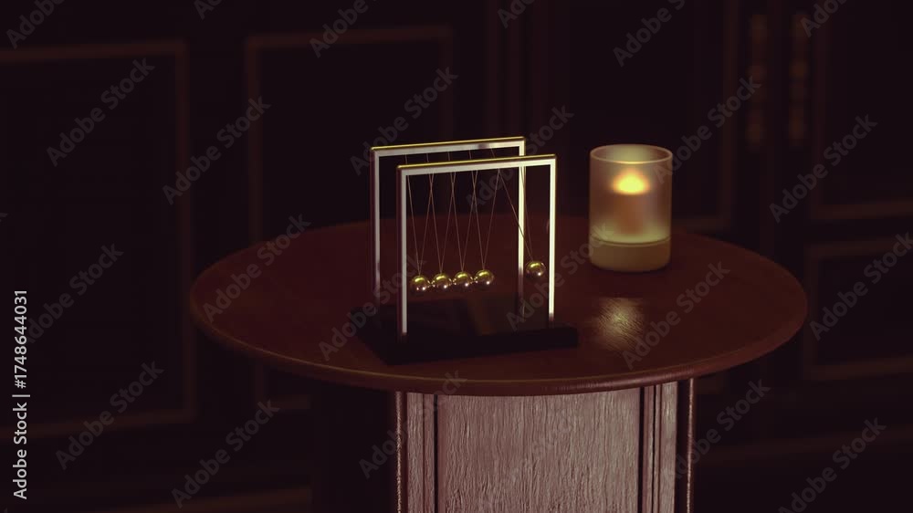 Looped animation of Perpetual Pendulum clock. Newton clock 3d motion of ...