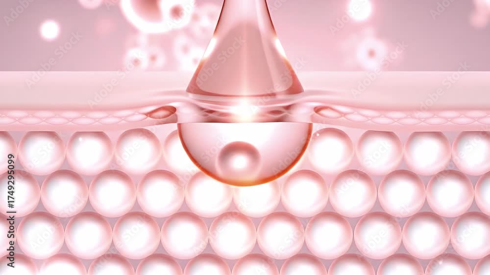 Cosmetics 3D Animation Serum combines with cream, absorbed into the ...