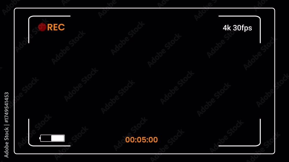 4K Camera Recording Screen Overlay - Digital Camcorder Viewfinder ...