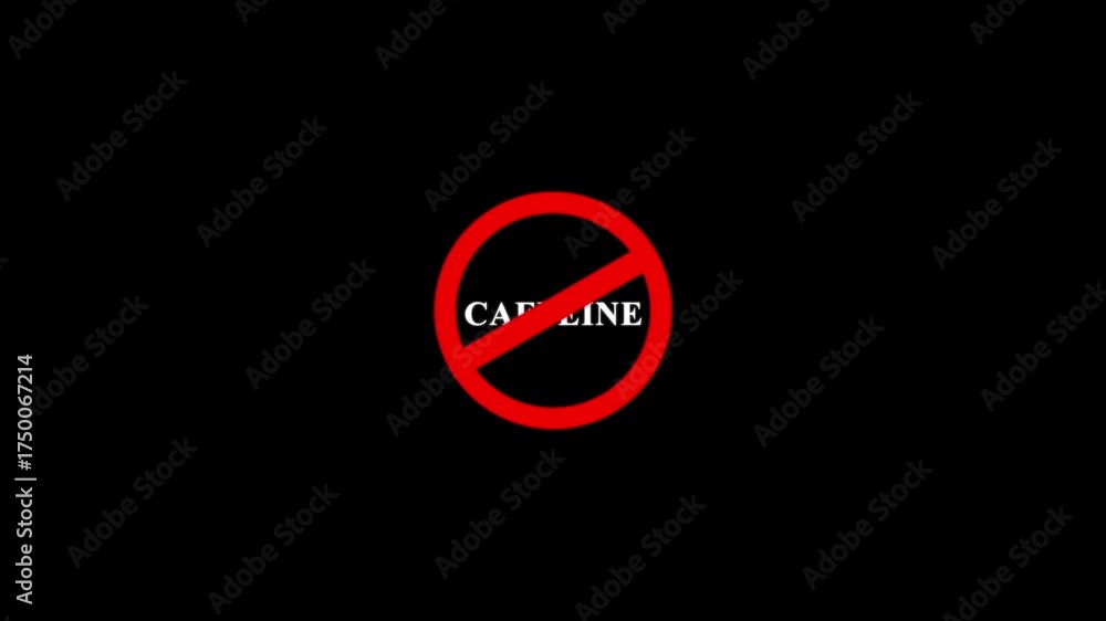 No Caffeine Symbol on Black Background prohibition. Stop drinking ...