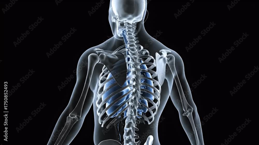 Vidéo Stock Detailed 3D Medical Render of Human Upper Torso Anatomy ...
