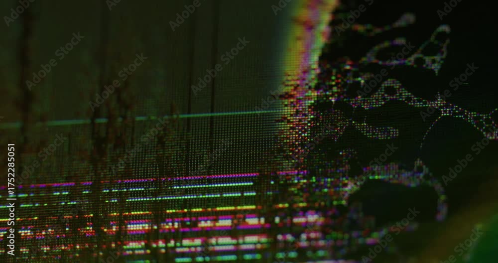Glitch art. Error screen. Defocused damage texture noise on TV monitor ...