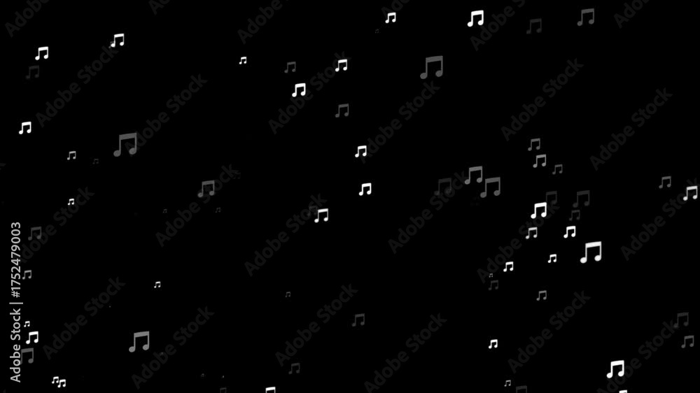 Musical notes flying animation on solid background for alpha ...