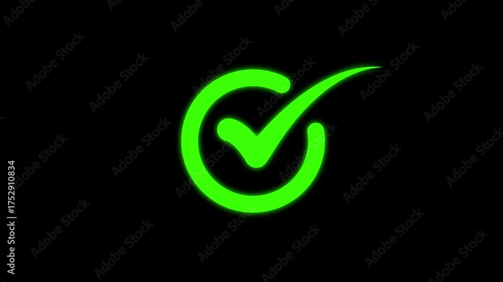 4k Check tick mark icon animation, check mark sign, verify complete ...