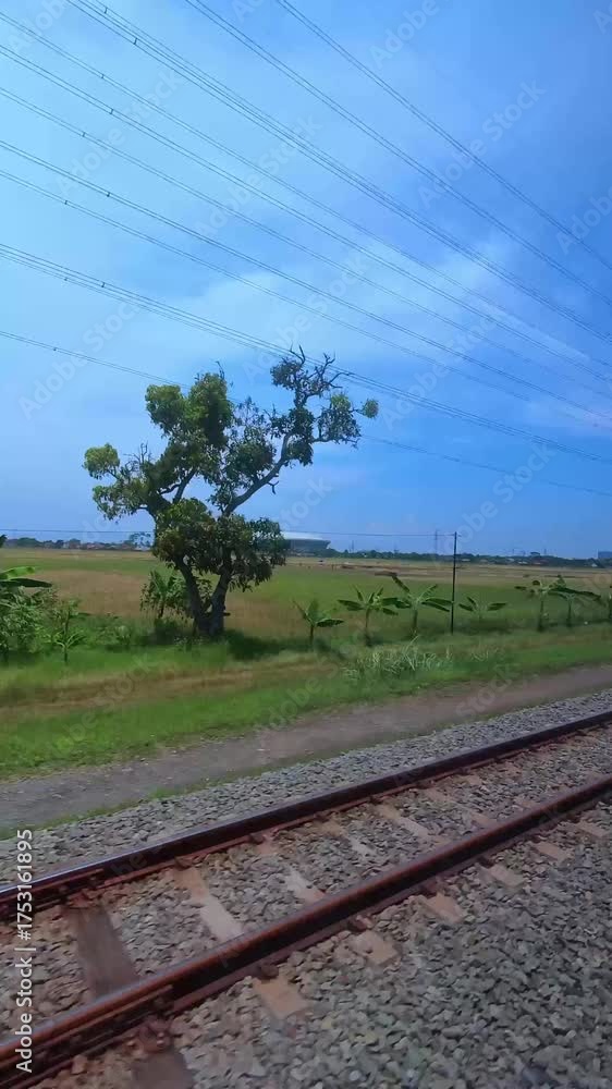 Vertical Footage of Railway track view in motion. Rails for trains ...