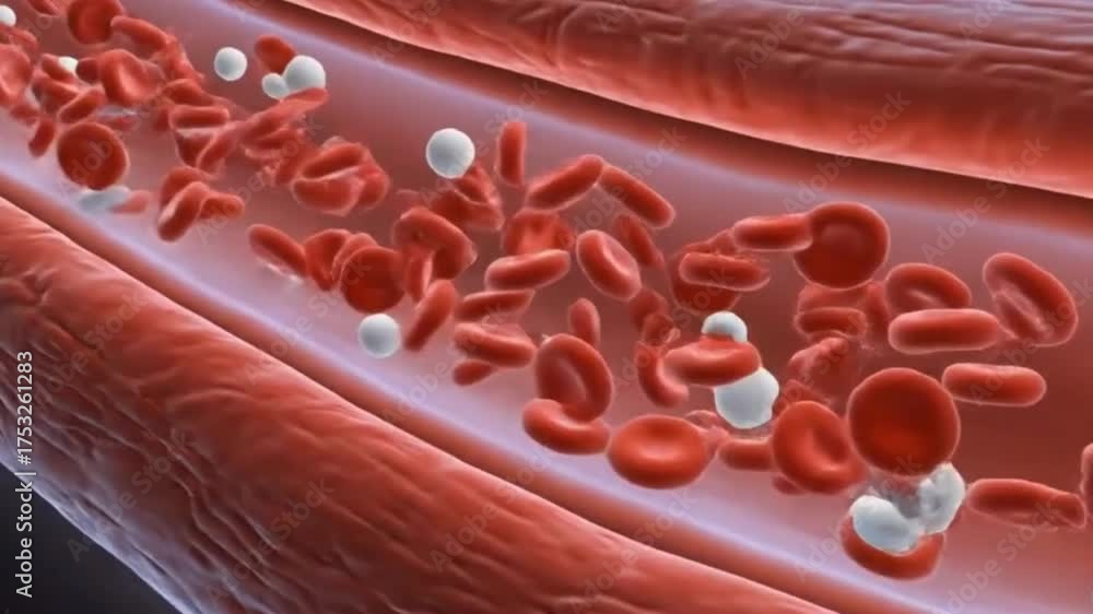 Bloodstream Animation Red Blood Cells and White Blood Cells Health ...