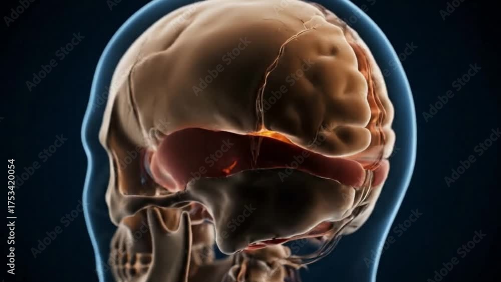 Human Skull Animation with Brain Visualizations Cranial Anatomy Medical ...