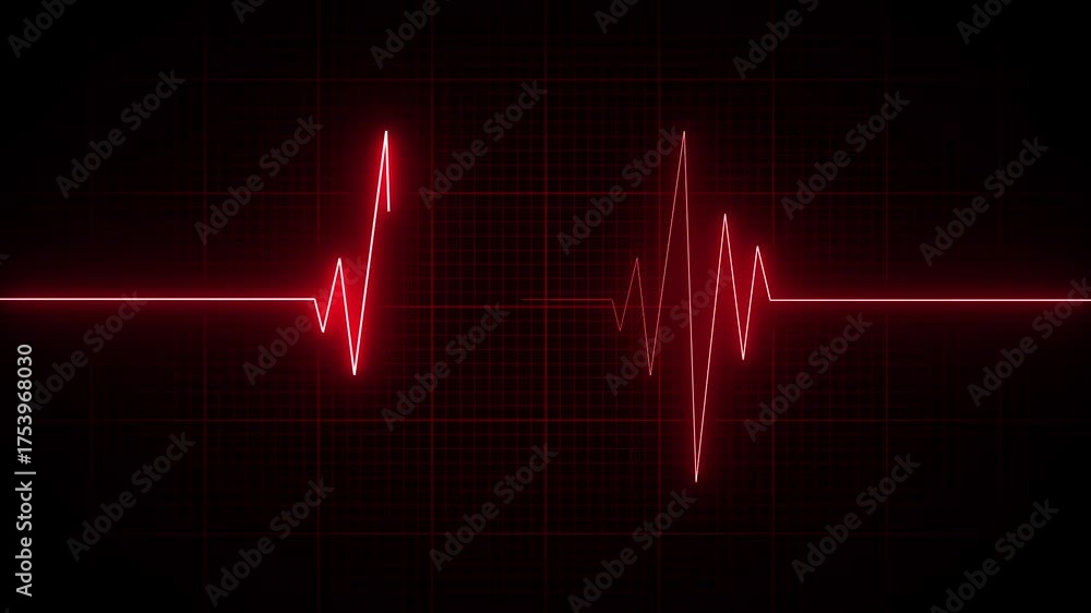Neon Cardiogram animation. Glowing ECG graph motion. Seamless Heart ...